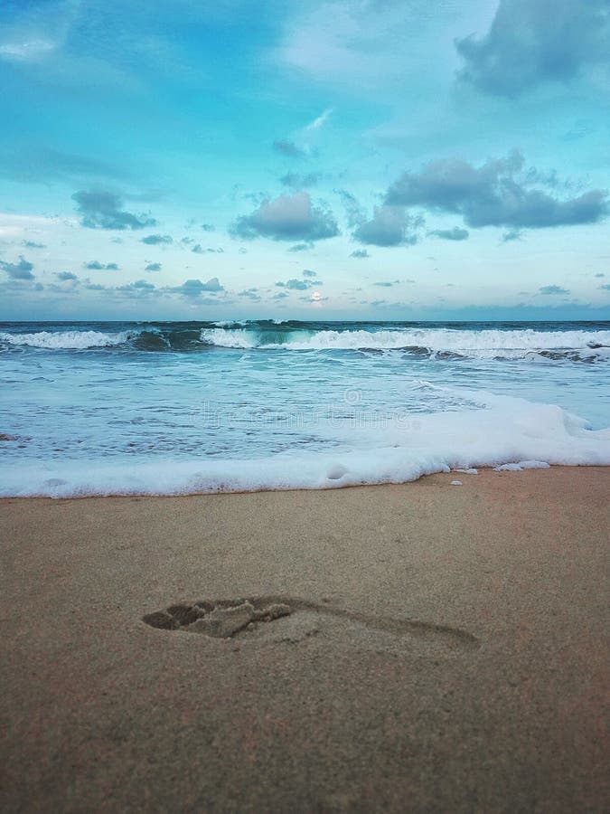 Up of a Single Human Footprint in the Sand on the Beach Stock Image ...