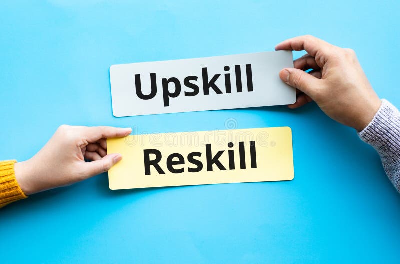 Up Skill and Re Skill Text on Bubble Paper.performance or Development ...