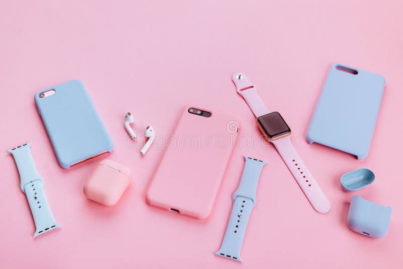 Up To Date Technology.Top View of Diverse Personal Accessory Stock ...