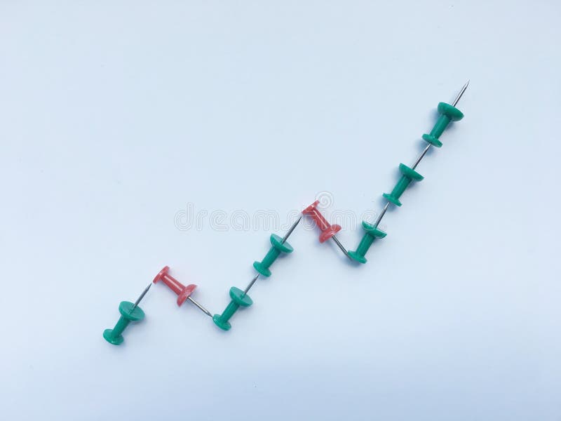 Up Trend of Graph Data by Green and Red Pin Isolate on White Background ...