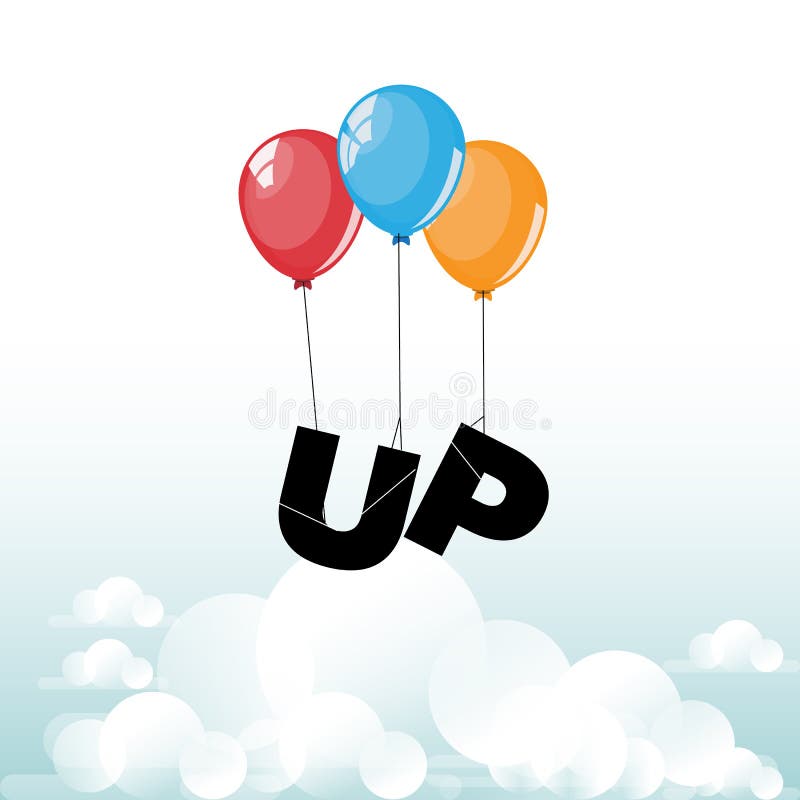 Up Typography Fly with Balloon - Stock Illustration - Illustration of ...