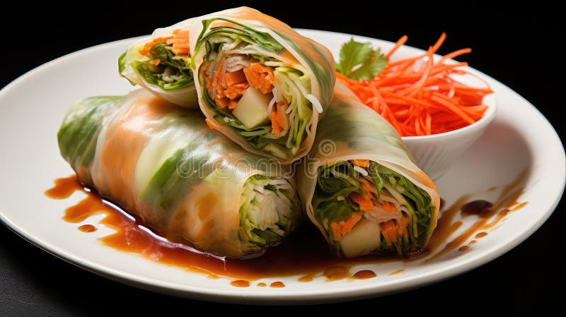 Up vegetable spring roll stock illustration. Illustration of packed ...