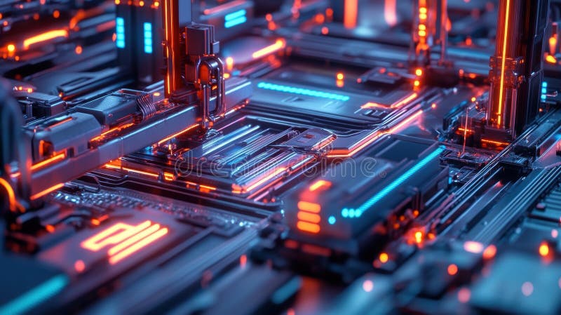 An Upclose Angle of an Assembly Lines Junction Where Various Assets are ...