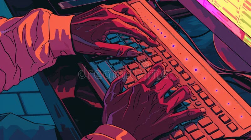 An Upclose Image of a Technicians Hands Typing Away on a Computer ...