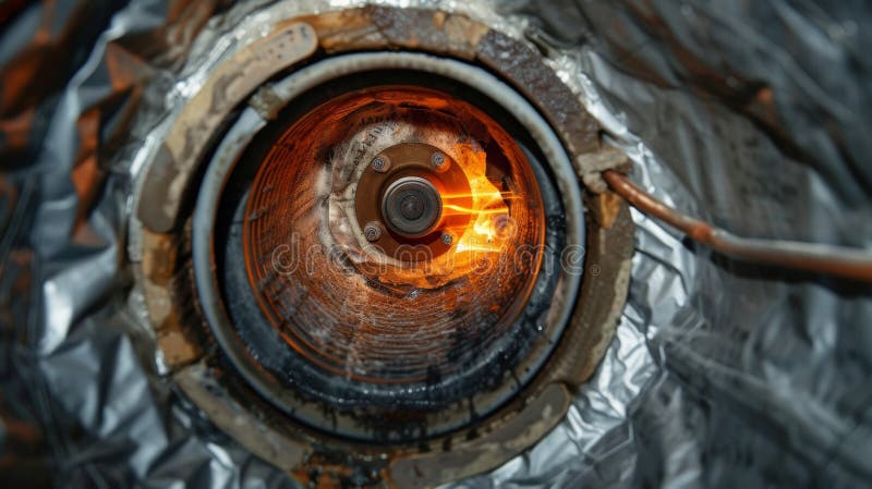 An Upclose Look at the Heating Element Inside a Water Heater Surrounded ...