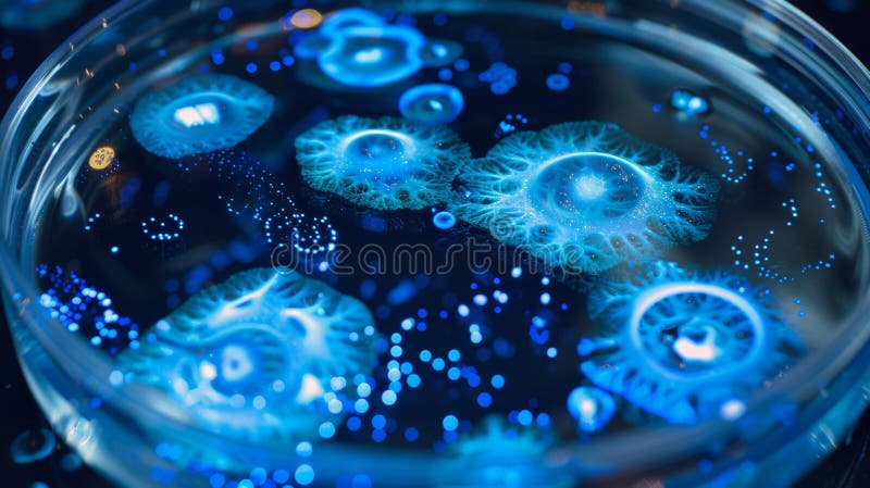 An Upclose View of Bioluminescent Bacteria Swirling in a Petri Dish ...