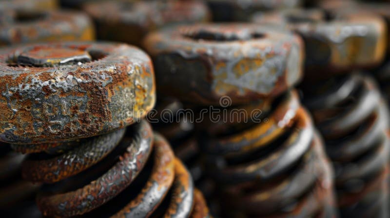 Upclose View of a Set of Industrial Springs Showcasing the Pockmarked ...