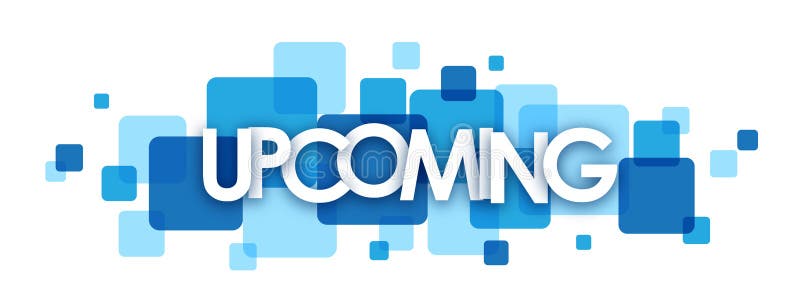 UPCOMING Blue Overlapping Squares Banner Stock Vector - Illustration of ...