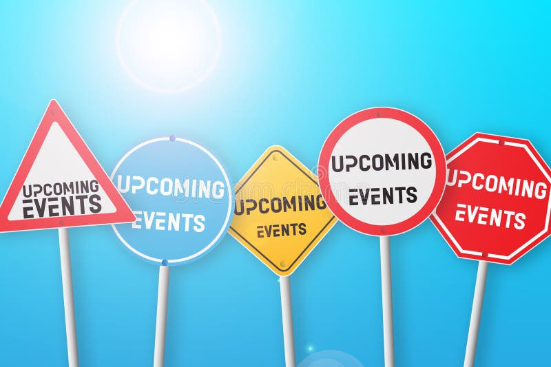 Upcoming Events on Signs Road Stock Illustration - Illustration of ...