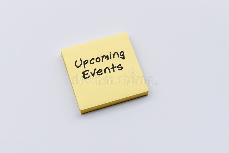 Upcoming events text stock photo. Image of office, background - 187434930
