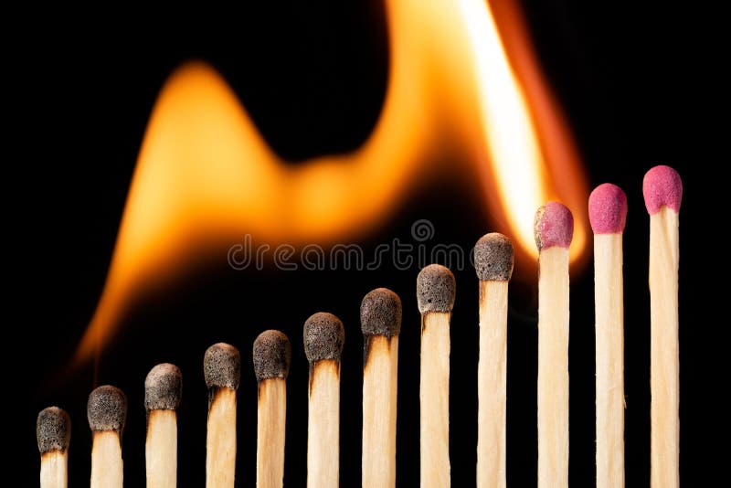 Upcoming Line of Matches Igniting One by One Stock Image - Image of ...