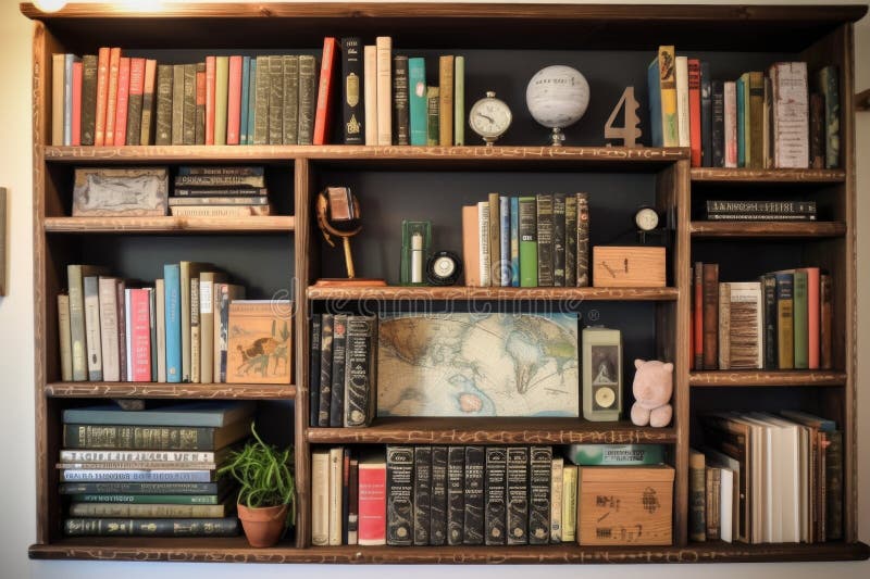 Upcycled Library with Upcycled Bookshelves and Upcycle Books Stock ...