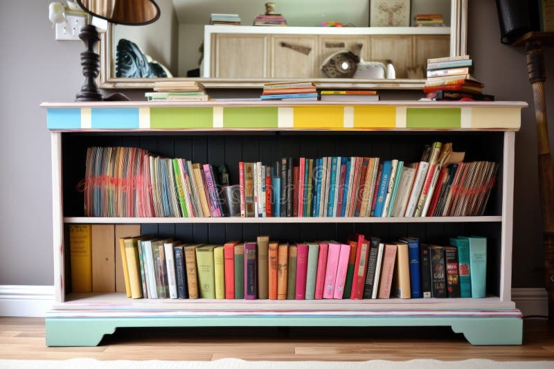Upcycled Library with Upcycled Bookshelves and Upcycle Books Stock ...