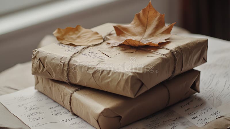 Upcycled Wrapping Using Brown Paper, Leaves, and Handwritten Notes ...
