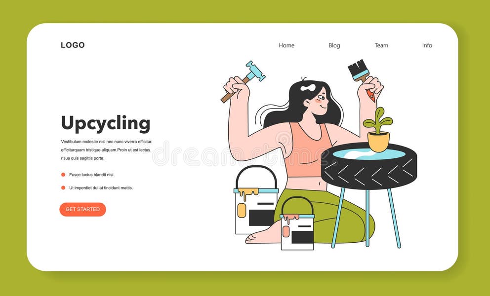Upcycling Web Banner or Landing Page. Process and Technique of Reuse Stock Illustration ...