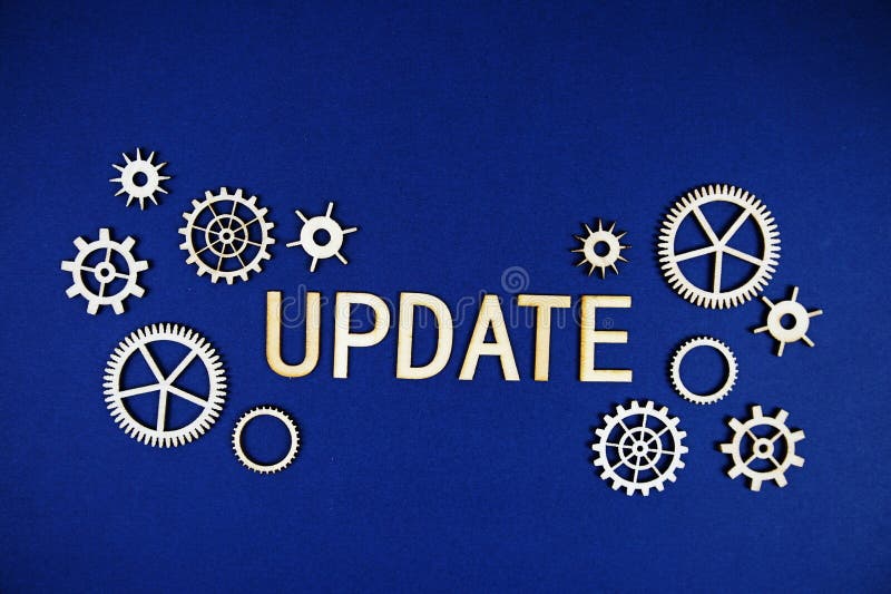 Update Alphabet Letters with Gears Element on Navy Blue Background ...
