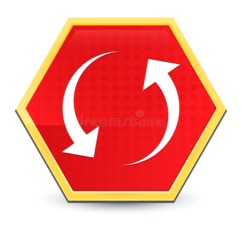 Update Arrow Icon Abstract Red Hexagon Button Bright Yellow Frame ...