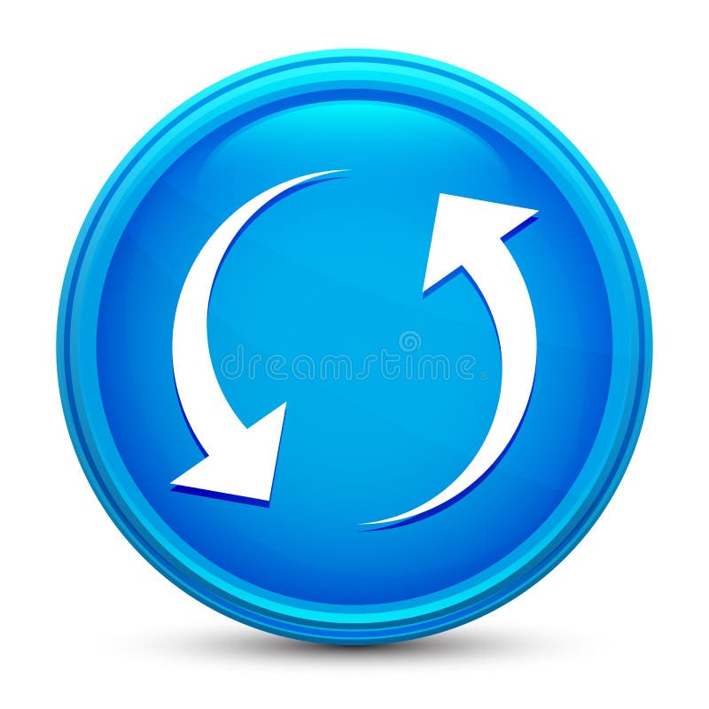 Update Arrow Icon Glass Shiny Blue Round Button Isolated Design Vector ...