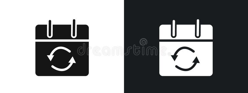 Update Calendar Icon Linear Graphics Set Vector in Black Stock Vector ...