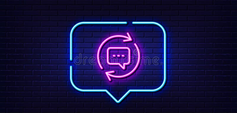 Update Comments Line Icon. Chat Sign. Neon Light Speech Bubble. Vector ...