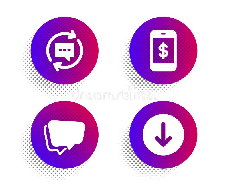 Update Comments, Speech Bubble and Smartphone Payment Icons Set. Scroll ...