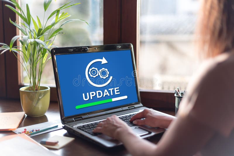 Update Concept on a Laptop Screen Stock Photo - Image of computer ...