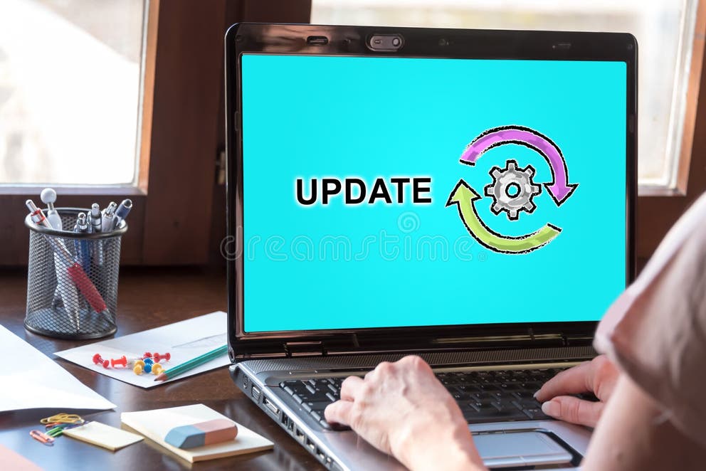 Update Concept on a Laptop Screen Stock Image - Image of application ...