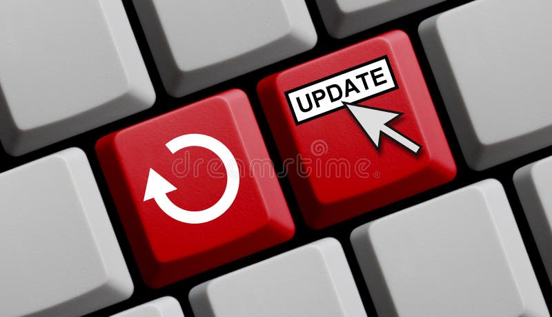 Update Concept Online on Red Computer Keyboard Stock Photo - Image of ...