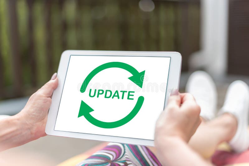 Update concept on a tablet stock image. Image of concept - 133771119