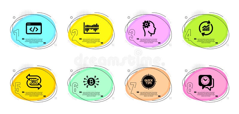 Update Data, Column Diagram and Tips Icons Set. Bitcoin System, Clock ...
