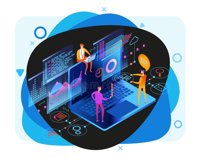 Update Database Statistics Isometric Concept Banner Stock Vector ...