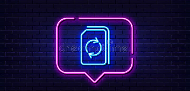 Update Document Line Icon. Refresh File Sign. Neon Light Speech Bubble ...