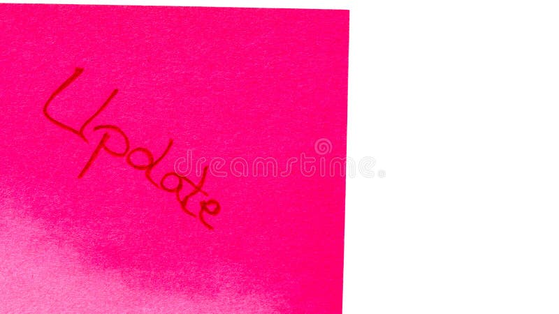 Update Handwriting Text Close Up Isolated on Pink Paper with Copy Space ...