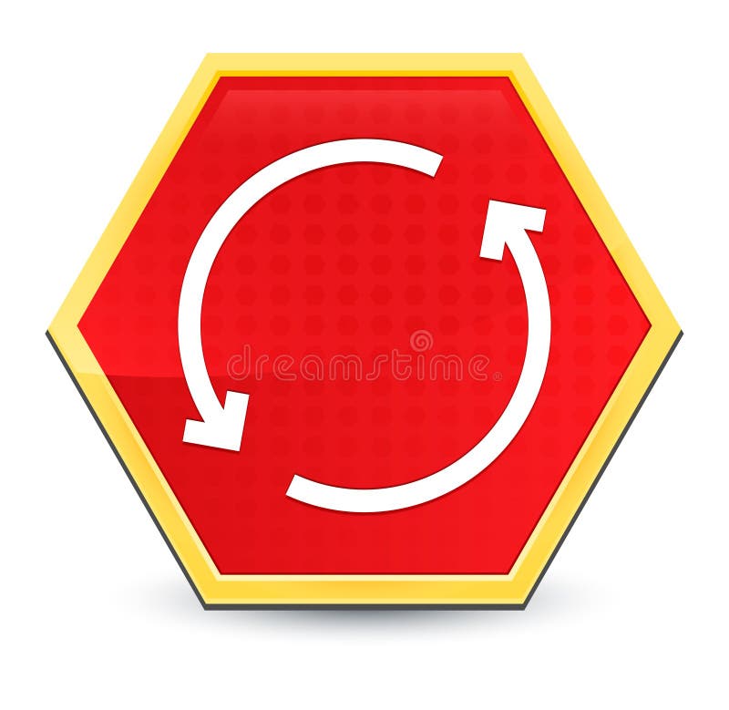 Update Icon Abstract Red Hexagon Button Bright Yellow Frame Elegant ...