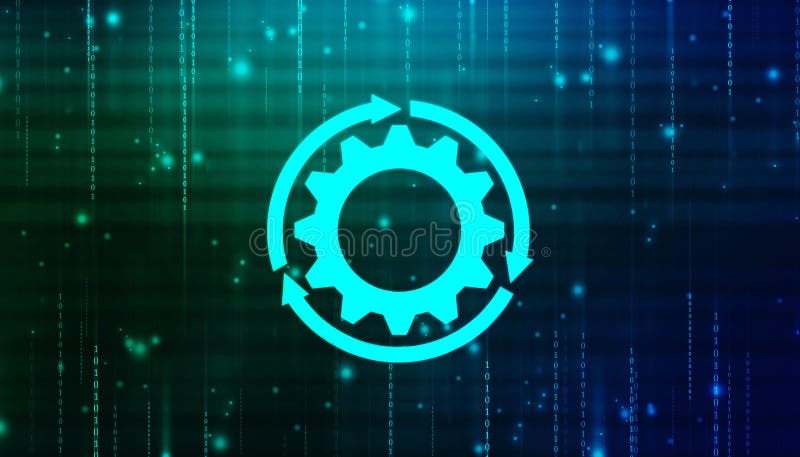 Update Icon With Binary Codes On Technology Abstract Background Stock Illustration