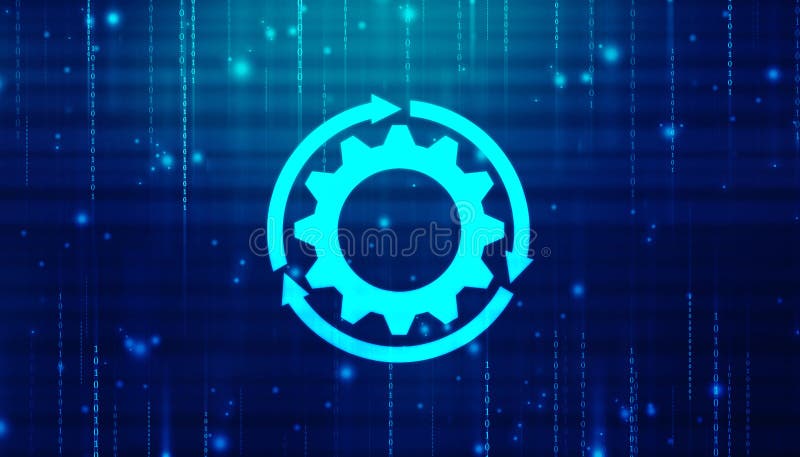 Update Icon with Binary Codes on Technology Abstract Background Stock Illustration ...