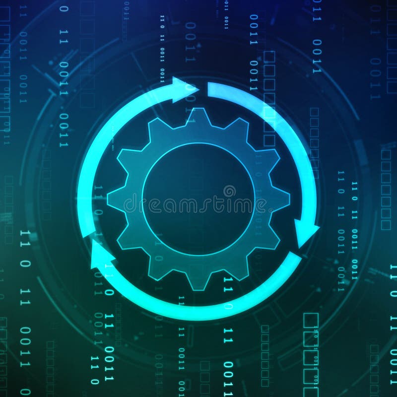 Update Icon with Binary Codes on Technology Abstract Background, Stock Illustration ...