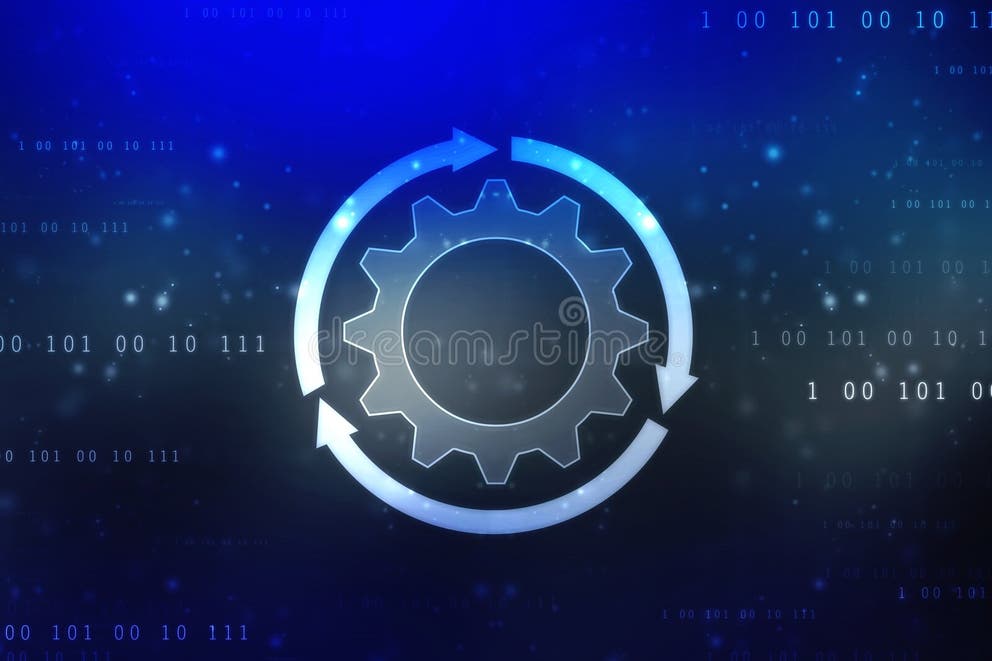 Update Icon with Binary Codes on Technology Abstract Stock Photo - Image of background, internet ...