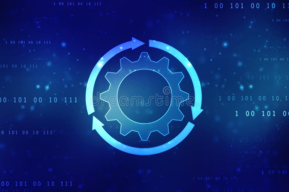 Update Icon With Binary Codes On Technology Abstract Stock Image Image Of Install Data 370981305