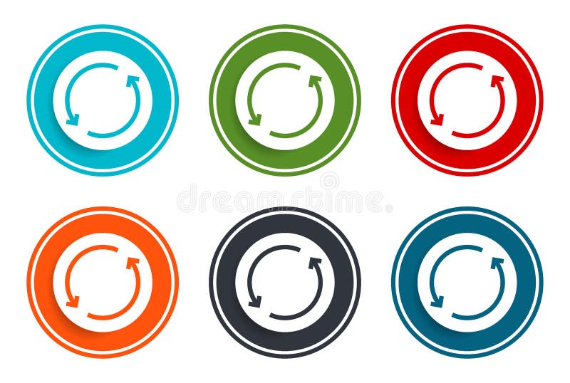Update Icon Flat Vector Illustration Design Round Buttons Collection 6 ...