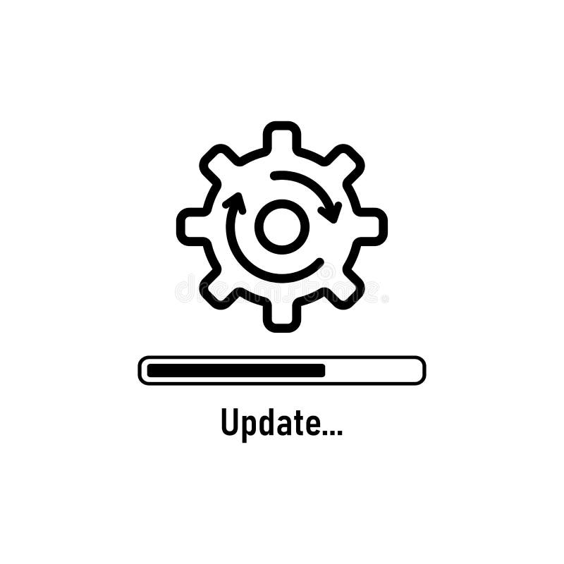 Update Icon with Gear and Progress Bar in Black. Vector EPS 10 Stock ...