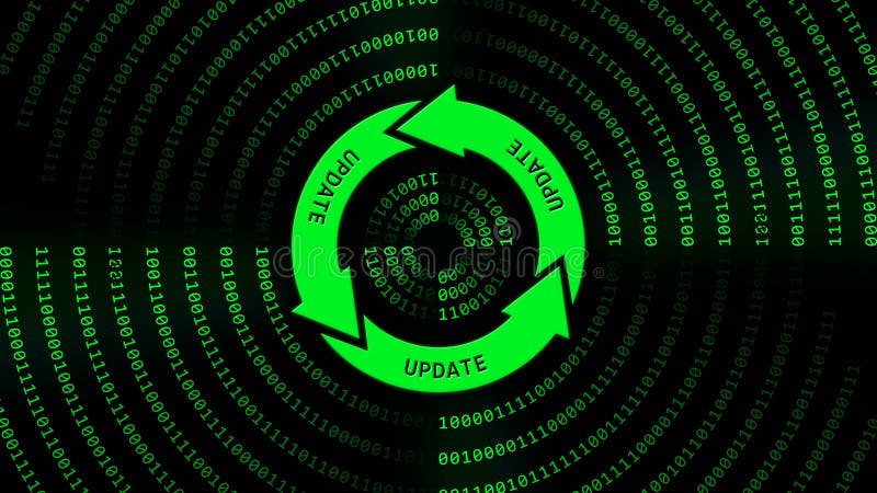 UPDATE Lettering on Update Sign in Center of Binary Code Circles ...