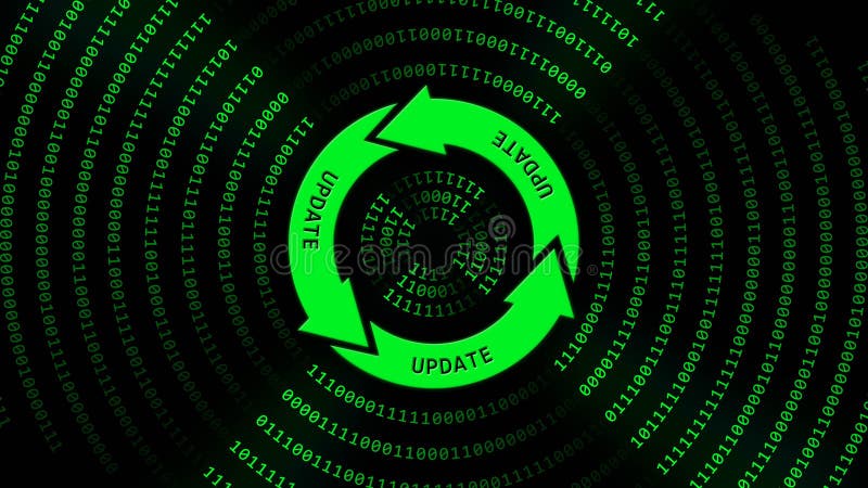 UPDATE Lettering on Update Sign in Center of Binary Code Circles ...