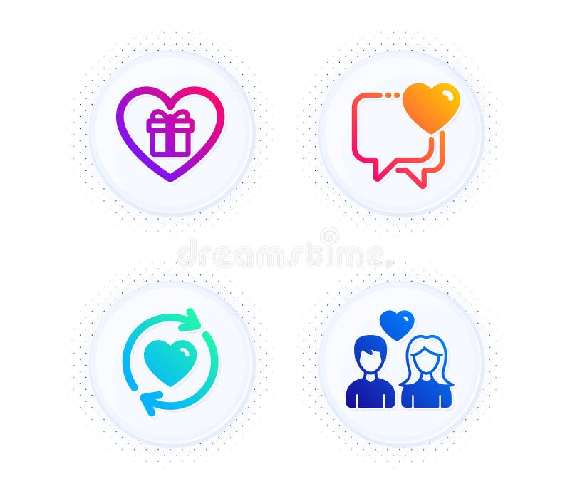 Update Relationships, Romantic Gift and Heart Icons Set. Couple Love ...
