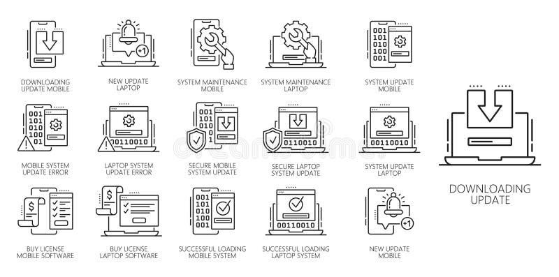 Update Software App Line Icons, Computer, Phone Stock Vector ...