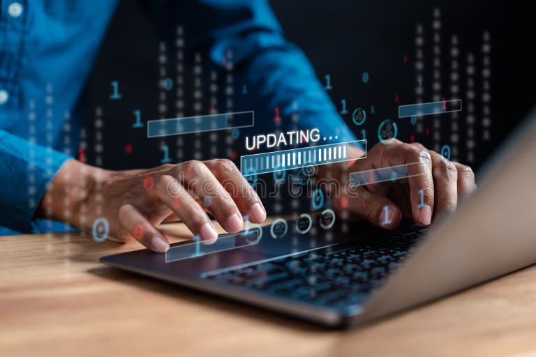 Update Software and Installing New Version System in Computer. Man ...