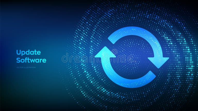 Update Software. Synchronization Icon. Upgrade Computer Program Version Concept. Binary Code ...