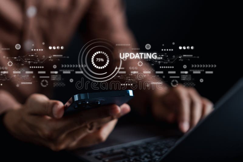 Update Software System In Computer Man Using Smartphone Upgrade Program Business Technology