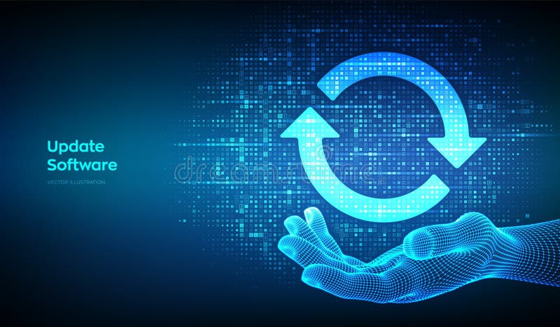 Update or Synchronization Icon. Abstract 3d Low Polygonal Robot Holding Update or Sync Sign ...