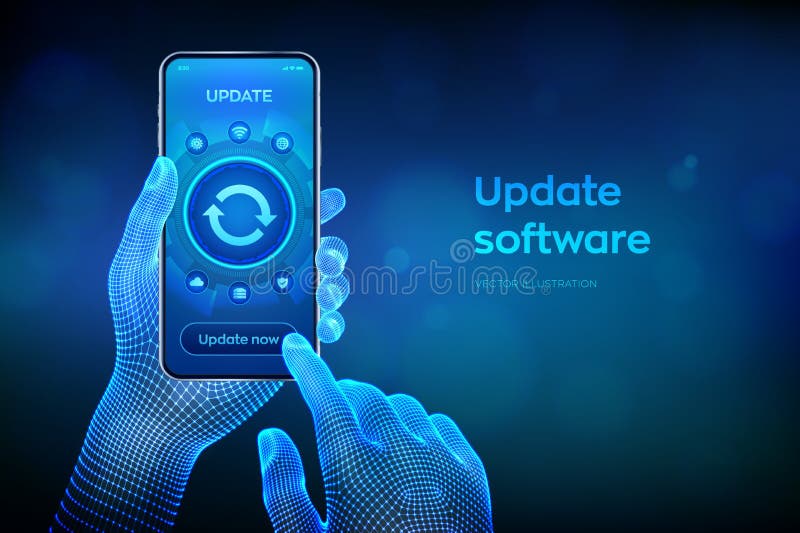 Update Software. Upgrade Software Version Concept on Virtual Screen. Computer Program Upgrade ...